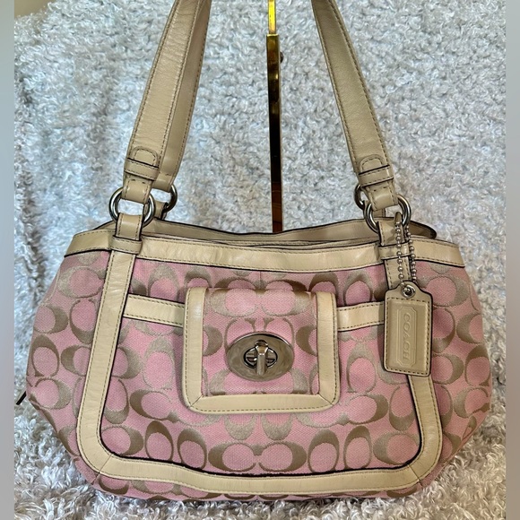 Coach | Bags | Coach Signature Shoulder Bag With Turn Lock Pocket ...
